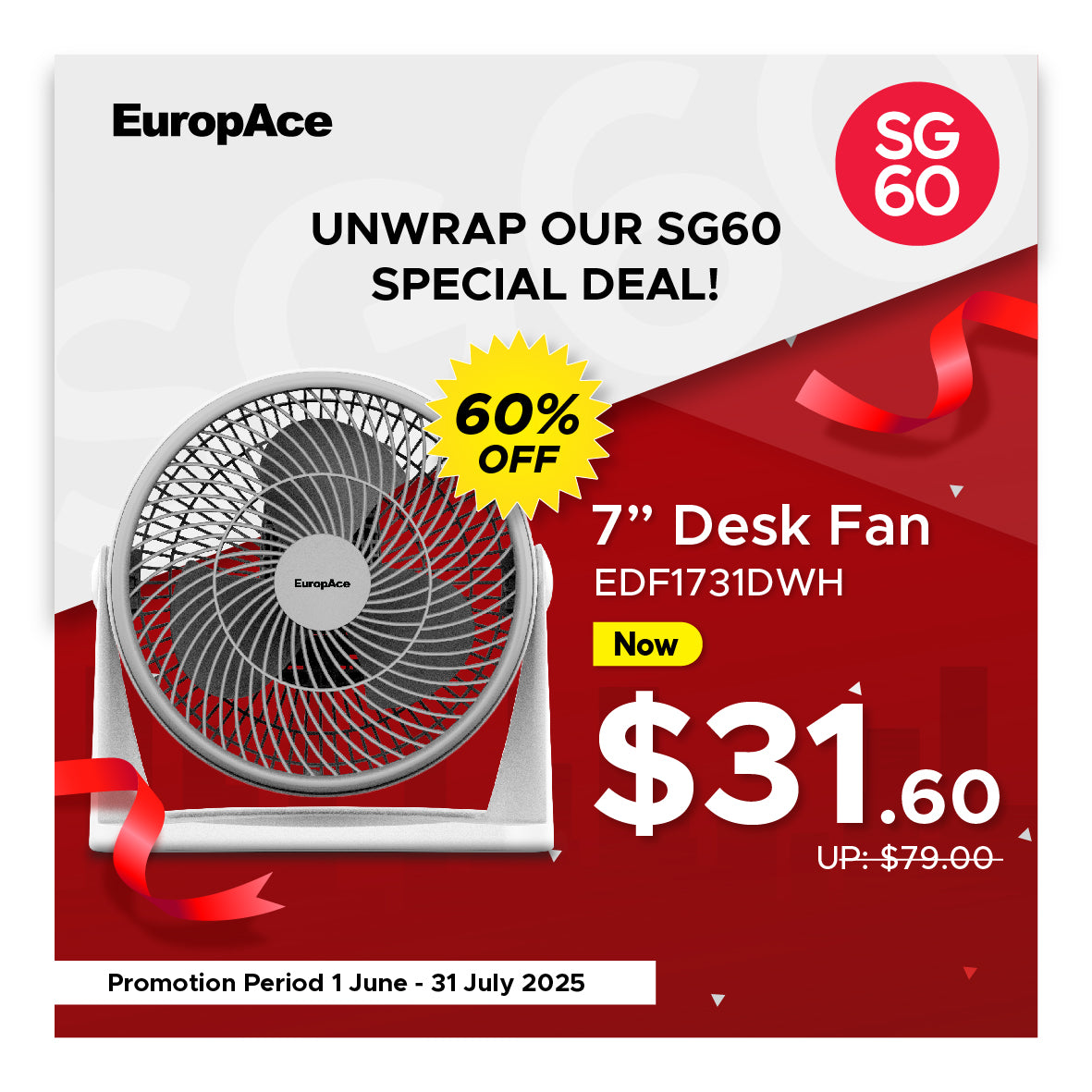 7" Desk Fan | EDF1731D – EuropAce